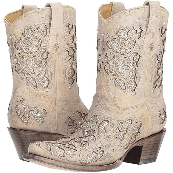 Corral | Shoes | Corral White Glitter Crystal Ankle Boots A355 | Poshmark
